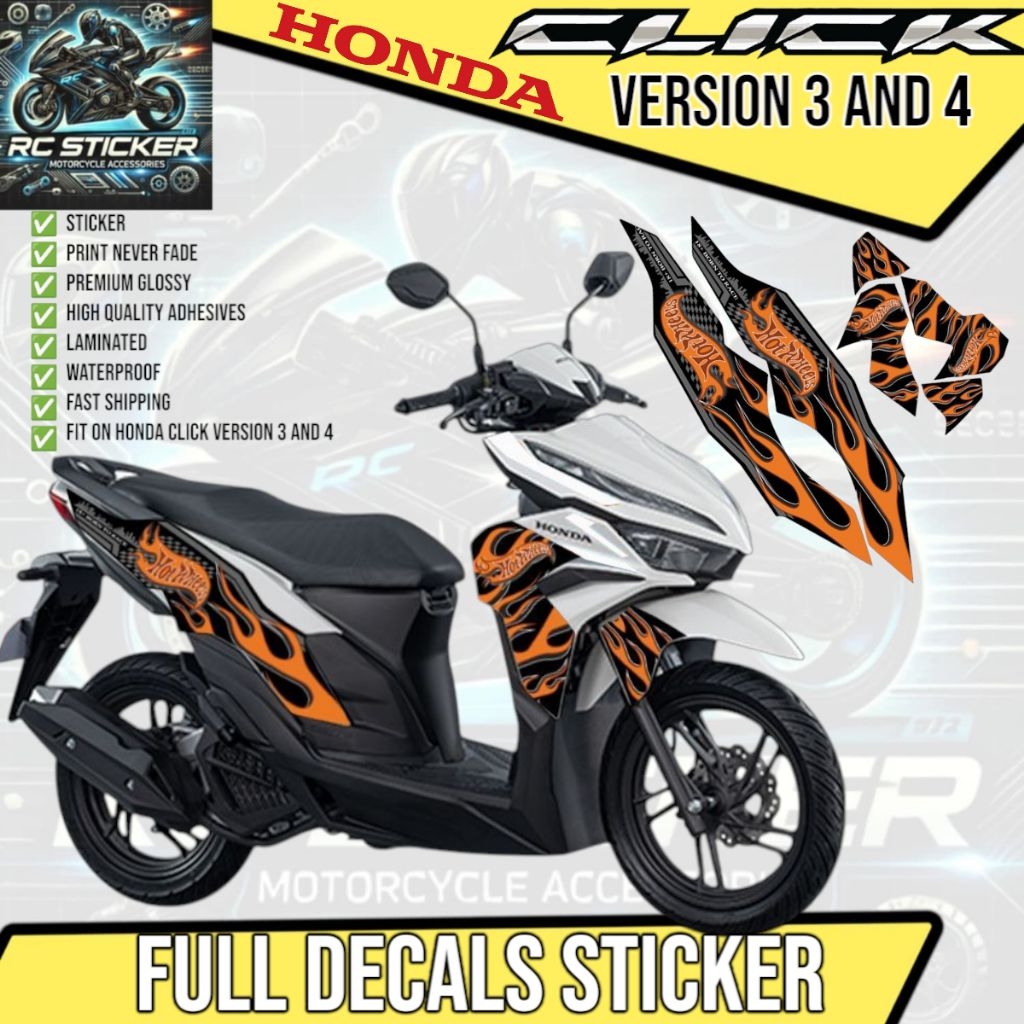 CLICK VERSION 3 AND 4 FULL DECALS STICKER HOT WHEEL DESIGN / CLICK V3 ...