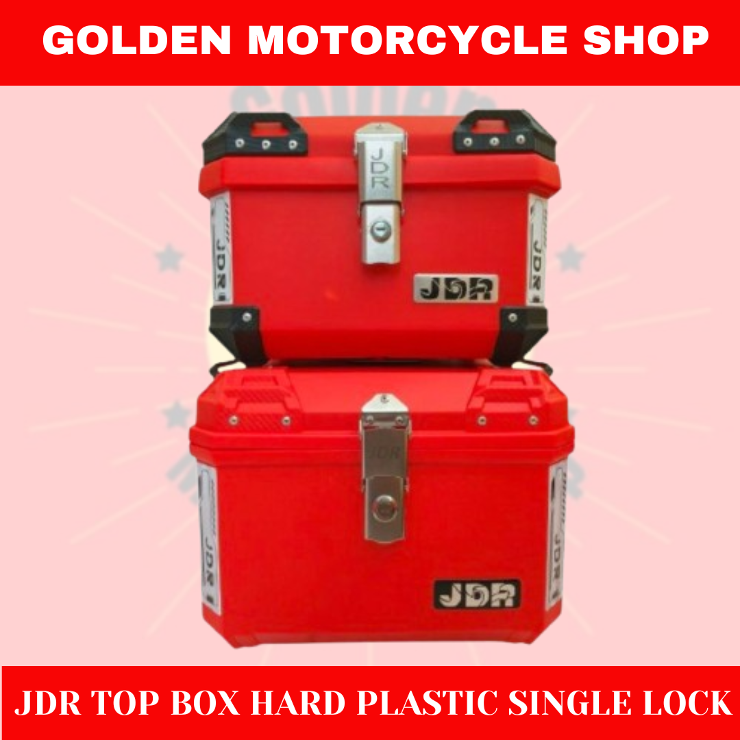 JDR MOTORCYCLE TOP BOX HARD PLASTIC SINGLE LOCK 36L, 45L WITH METAL ...