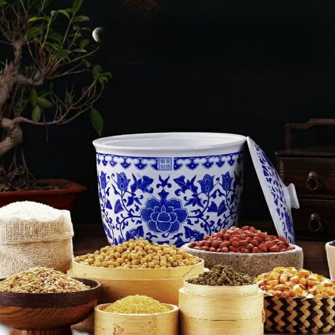 【FAST】 Ceramic Rice Storage Rice Vase Porcelain Rice Container Rice Pot ...