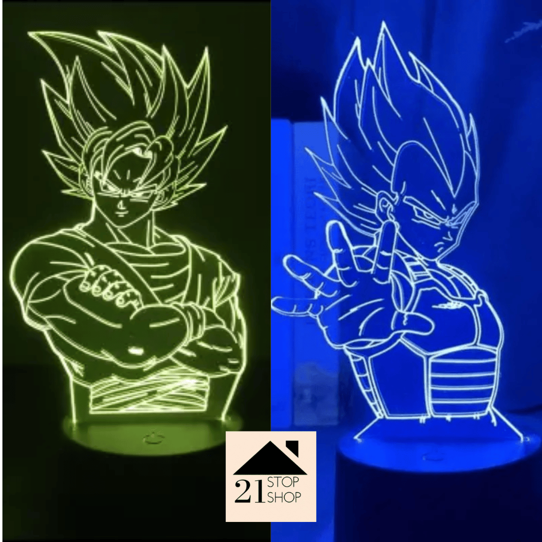 21SHOP Dragon Ball Goku Vegeta Anime 3D Acrylic LED Lamp [single/7 ...