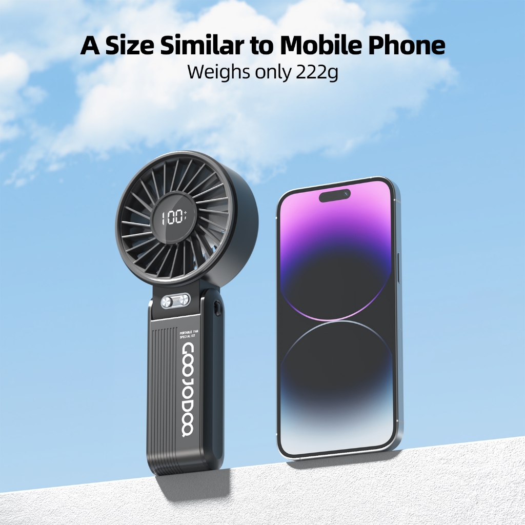 GOOJODOQ Fan GFS003 Foldable 4000 mAh Turbo Jet Mini Fan Rechargeable ...