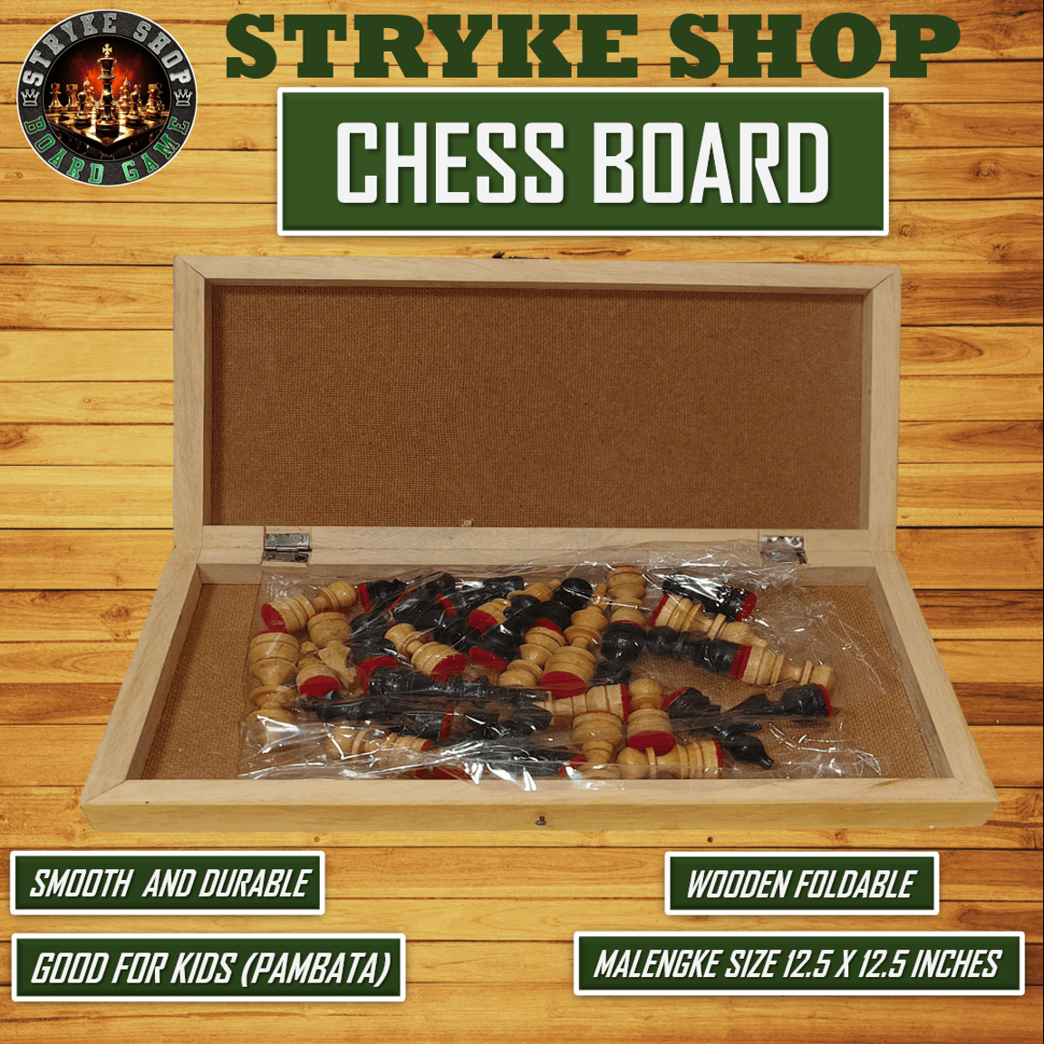 Chess Board Wooden Quality Board Games Size Malengke Size | Shopee ...
