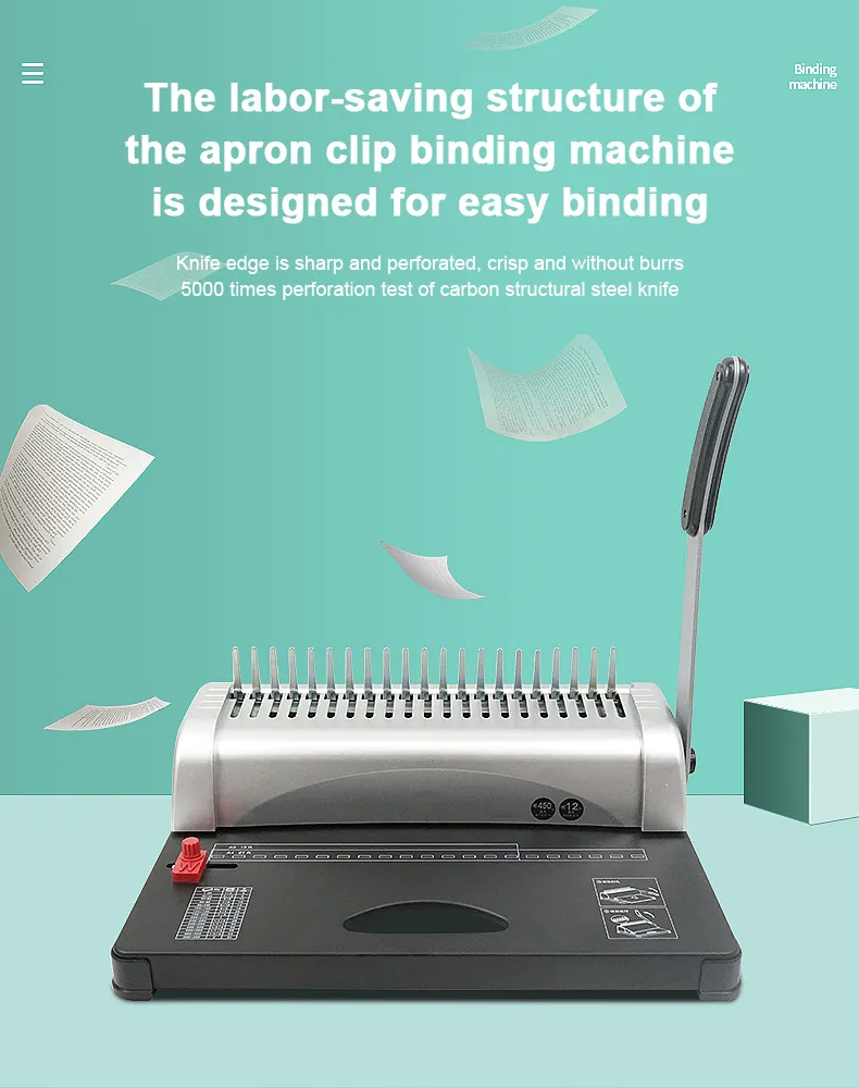 Ring/Comb Binding Machine 12 Punched Sheets Silver Office A3/A4 Size ...