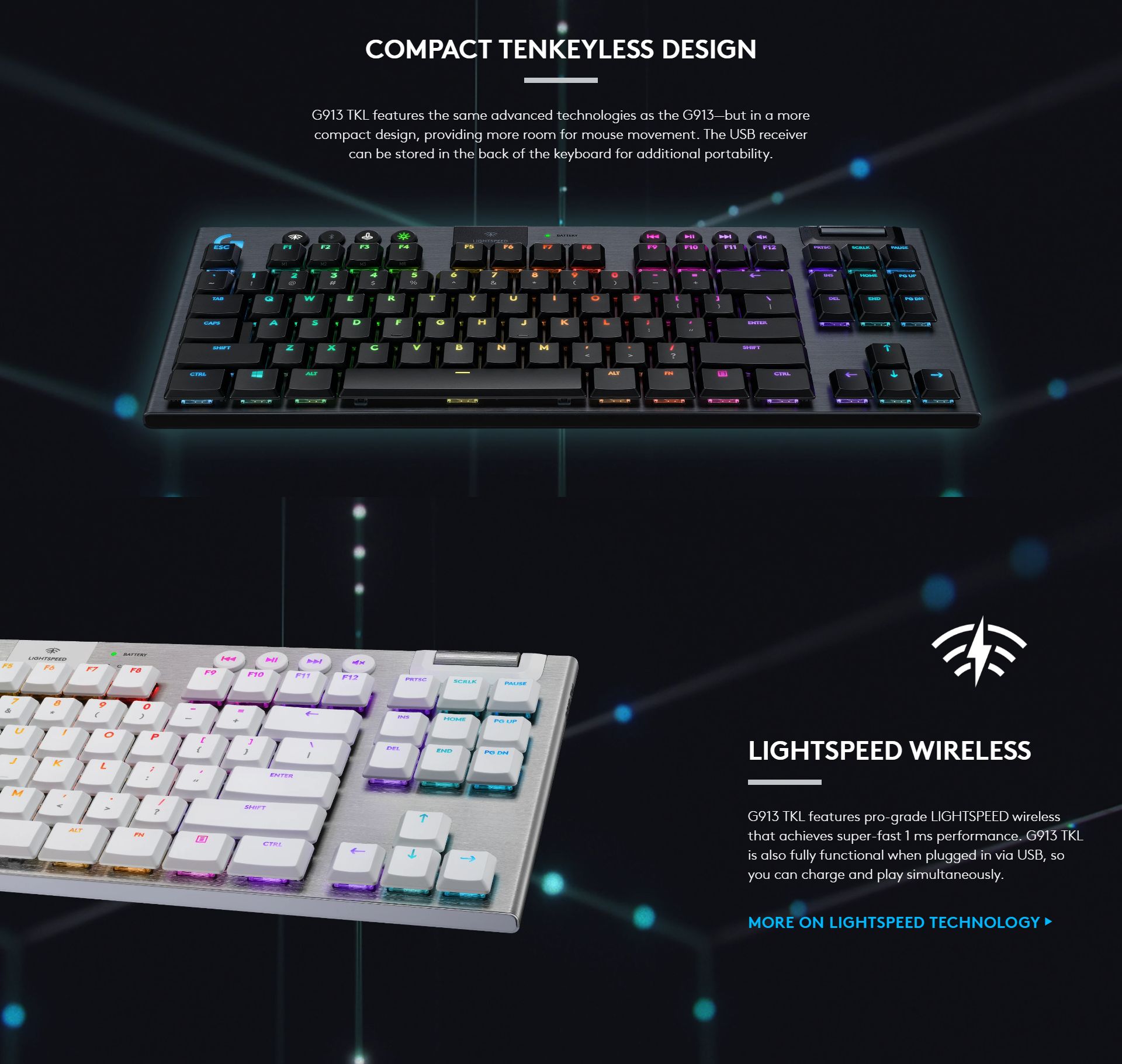 Logitech G913 TKL GL Clicky/Tactile/Linear Switch LIGHTSPEED RGB ...