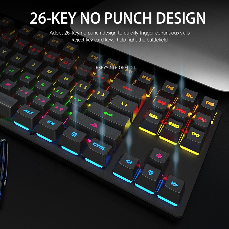 Leaven K880 K550 Mechanical Keyboard 87 104 Key For Computer Hot swappable Wired Gaming Keyboard ...