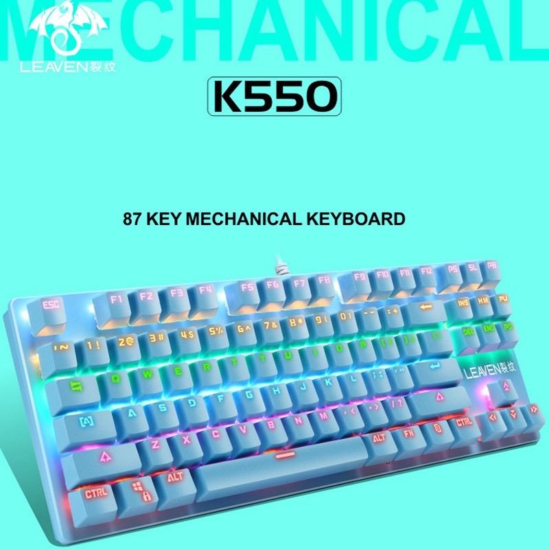 Leaven K550 Mechanical Keyboard 87 Keys with RGB Colorful Light Effect ...