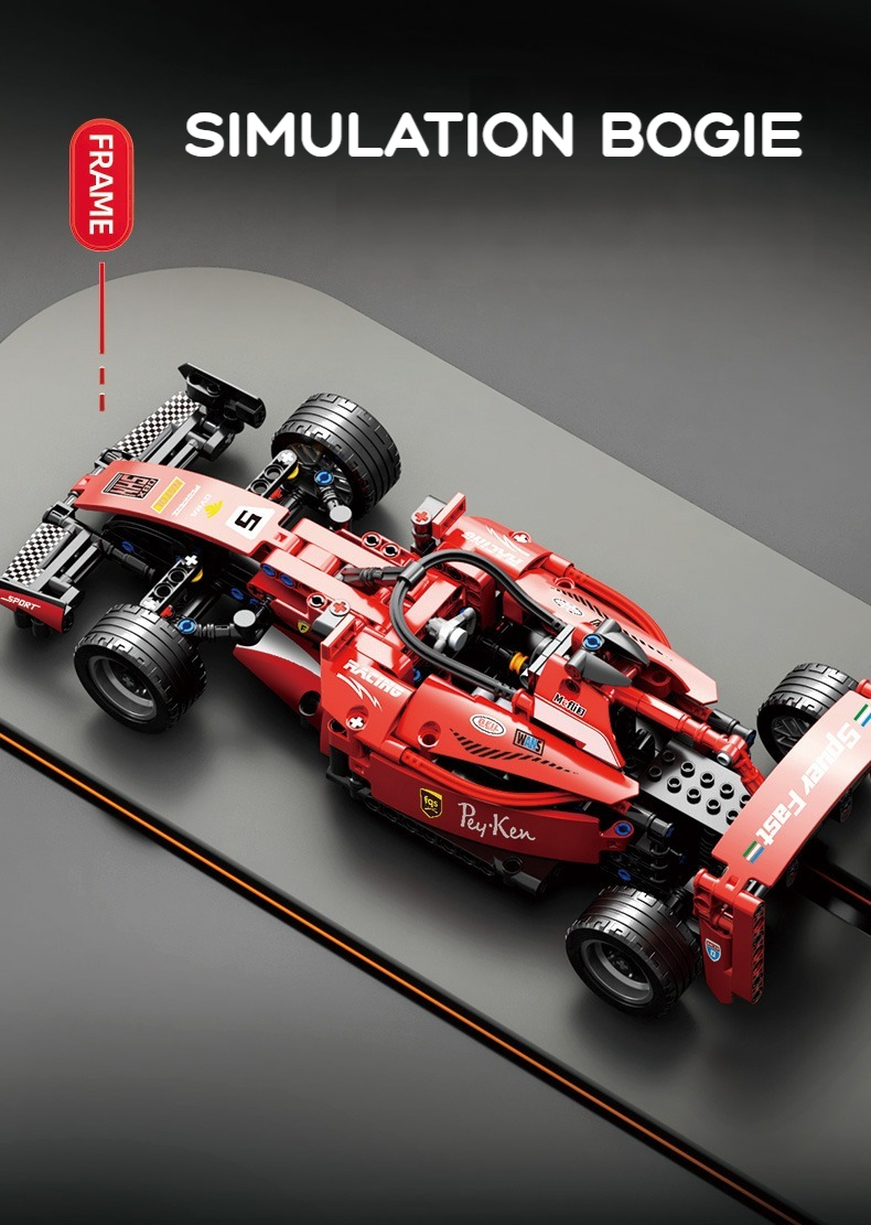 1:10 Red Formula F1 Building Blocks Racing Building Blocks Model Pull ...