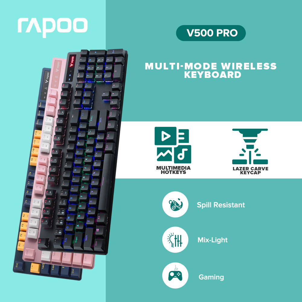 Rapoo V500PRO Backlit Mechanical Gaming Wired Keyboard Metal Alloy | Shopee Philippines