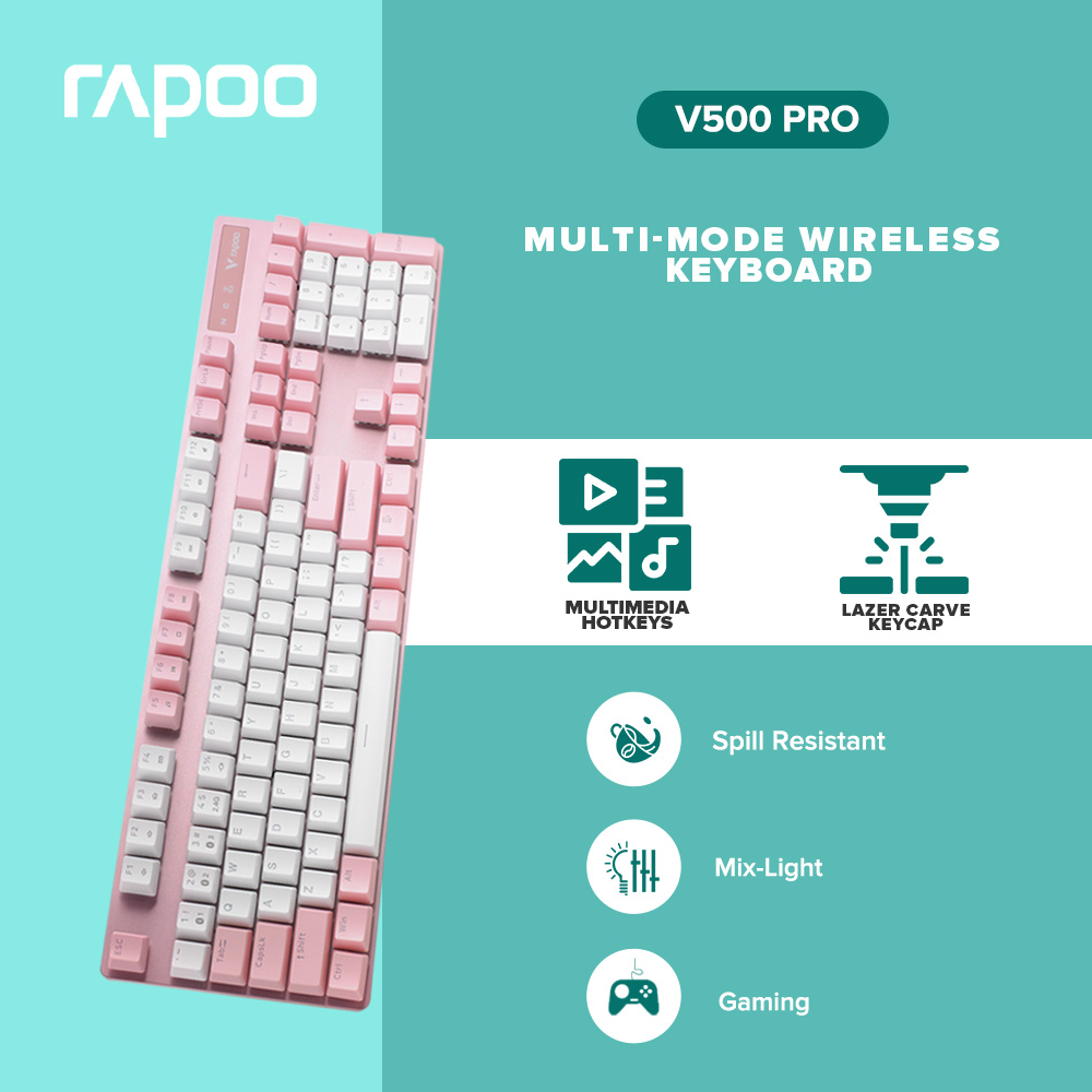 Rapoo V500PRO Backlit Mechanical Gaming Wired Keyboard Metal Alloy ...