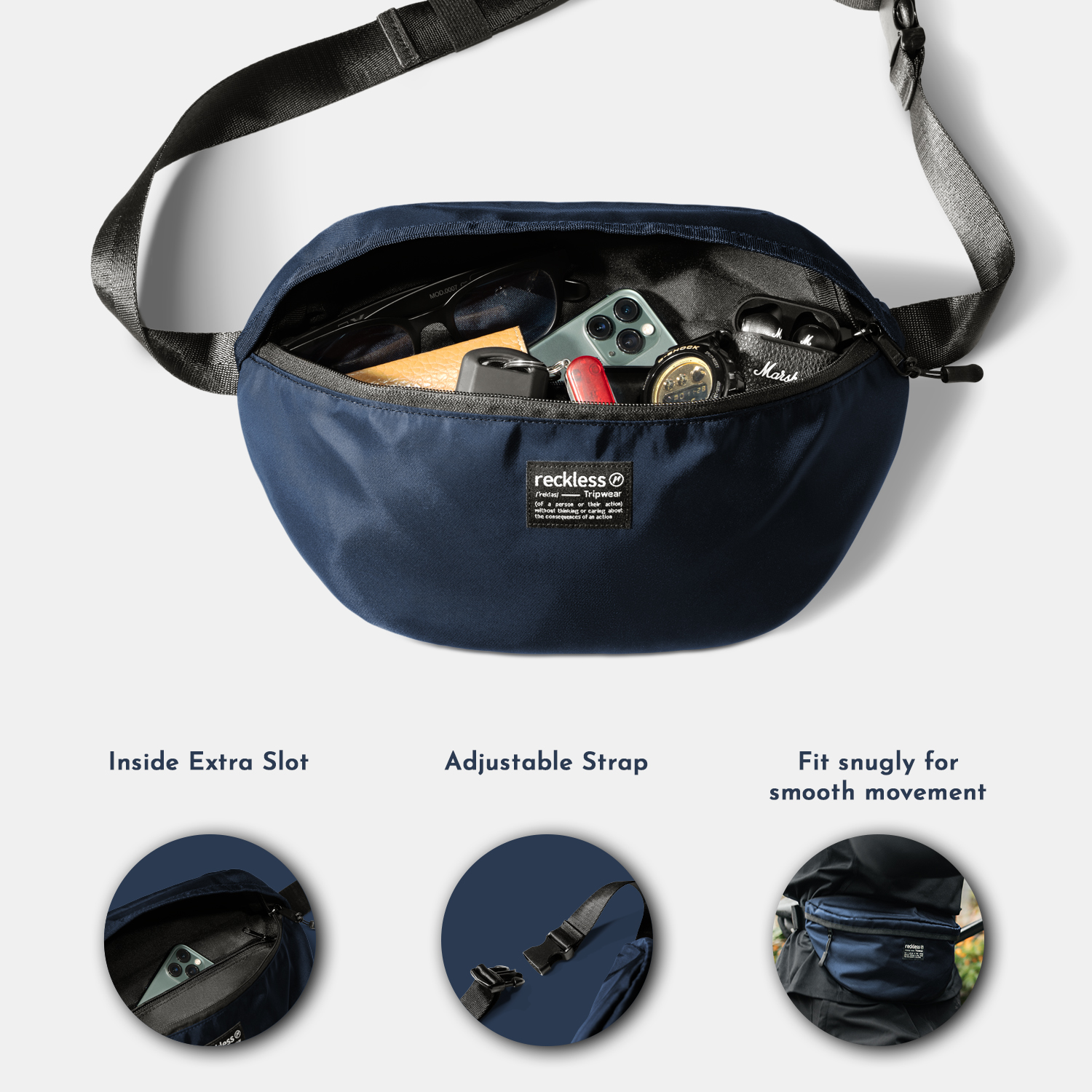 Reckless Nylon Hip Pack Bag - Waist Bag & Bumbag - Lightweight & Quick ...