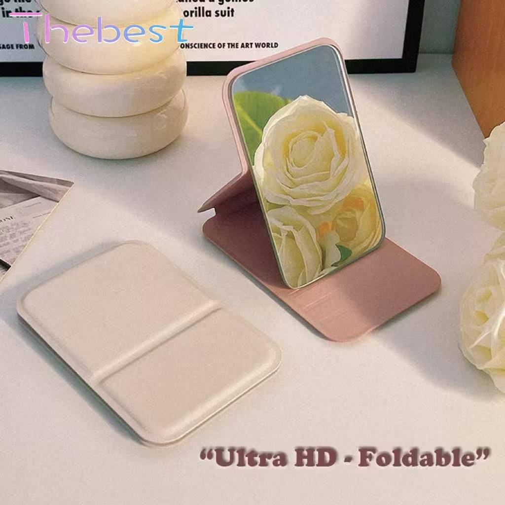 Foldable Mini Makeup Mirror Portable PU Leather Student Dormitory ...