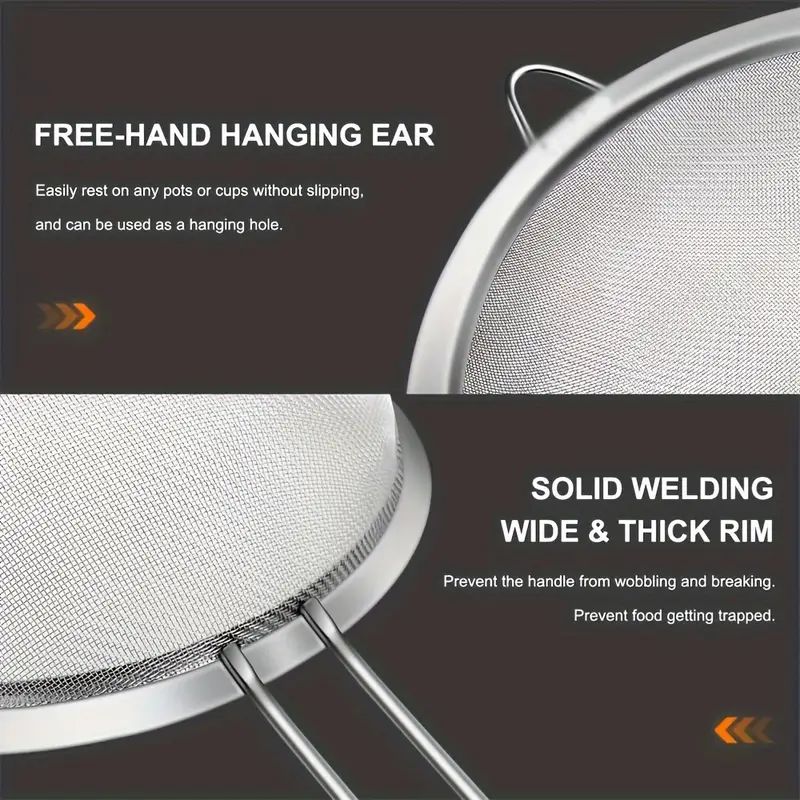 3pcs Upgraded stainless steel filter set,efficiently filters flour ...