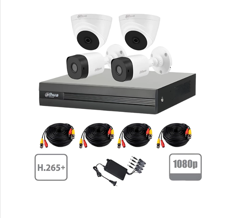 DAHUA 4 Channel 2MP CCTV Kit ( 2 Dome, 2 Bullet ) 2MP CCTV Package ...
