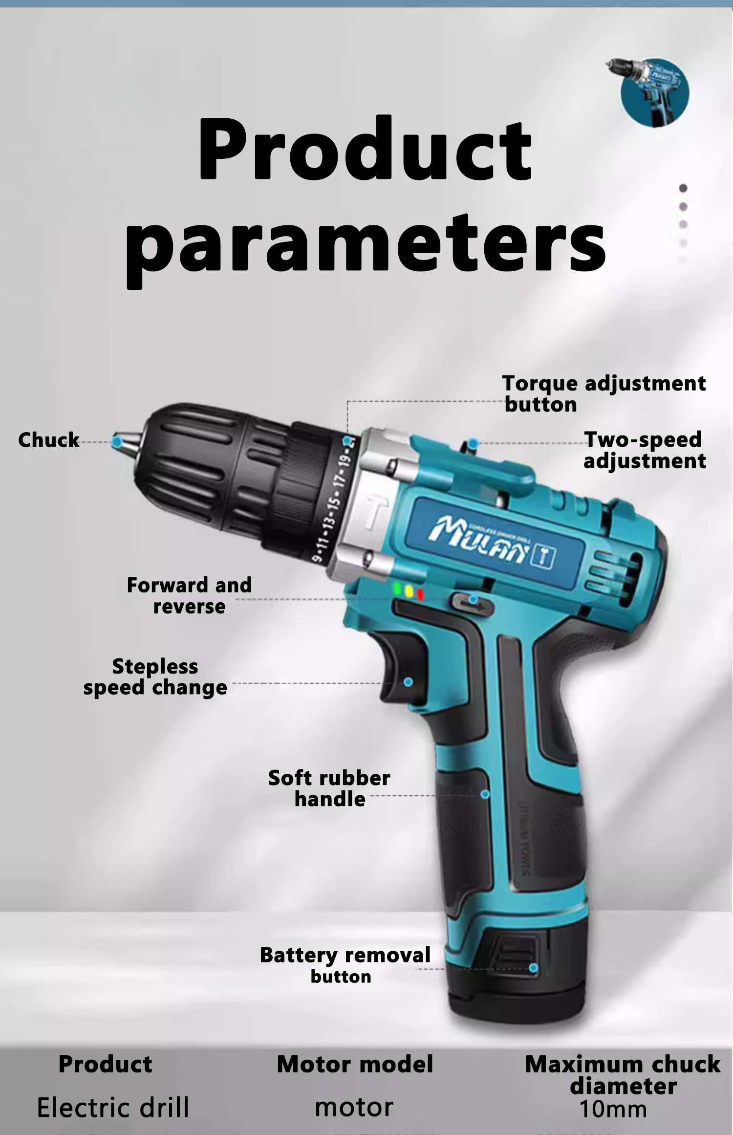 【100% No Burning】Original Cordless Electric Drill 2 battery Power tool ...
