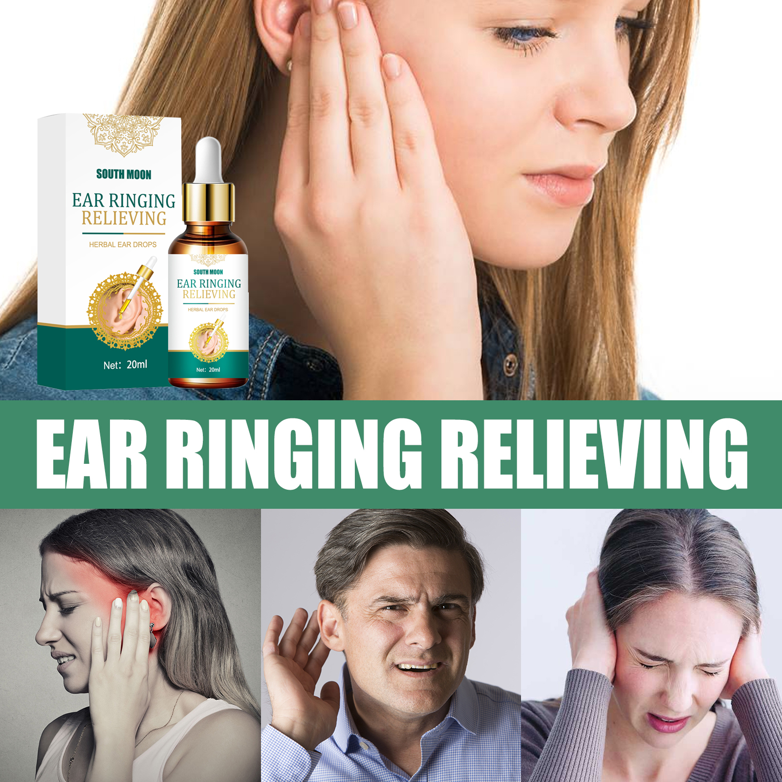 SOUTH MOON Tinnitus Ear Drops Relieves Ringing Ear Care for Ear Itching ...