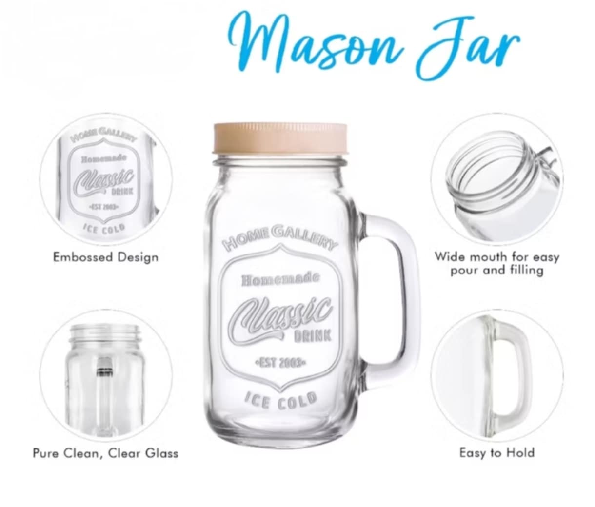 High Quality Original Mason Jar w/ Lid 720ml Glass | Shopee Philippines