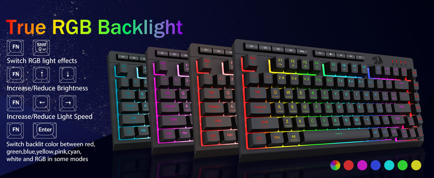Redragon Crescent K524-RGB 75% Wired Gaming Keyboard With Macro Keys ...