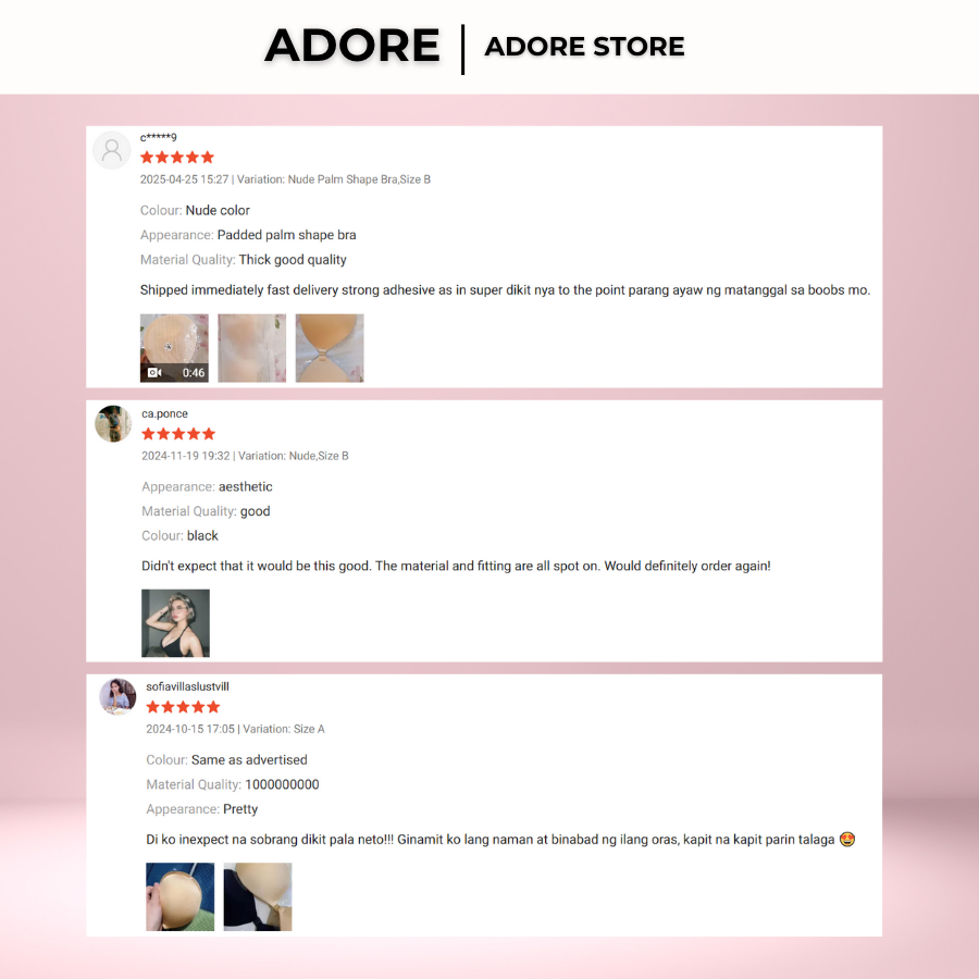 ADORE Push Up Silicon Bra Adhesive Bra Breathable Design Anti Drop Reuseable Nonwove | Shopee ...