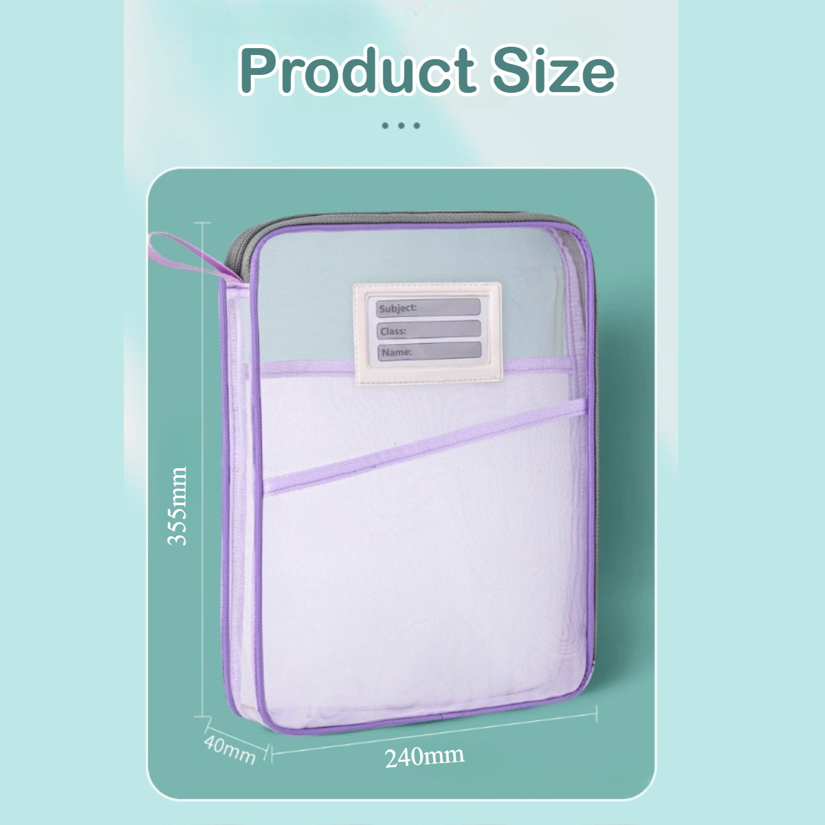 L-shaped Zipper File Bag Large Opening Mesh Books A4 Document Storage ...