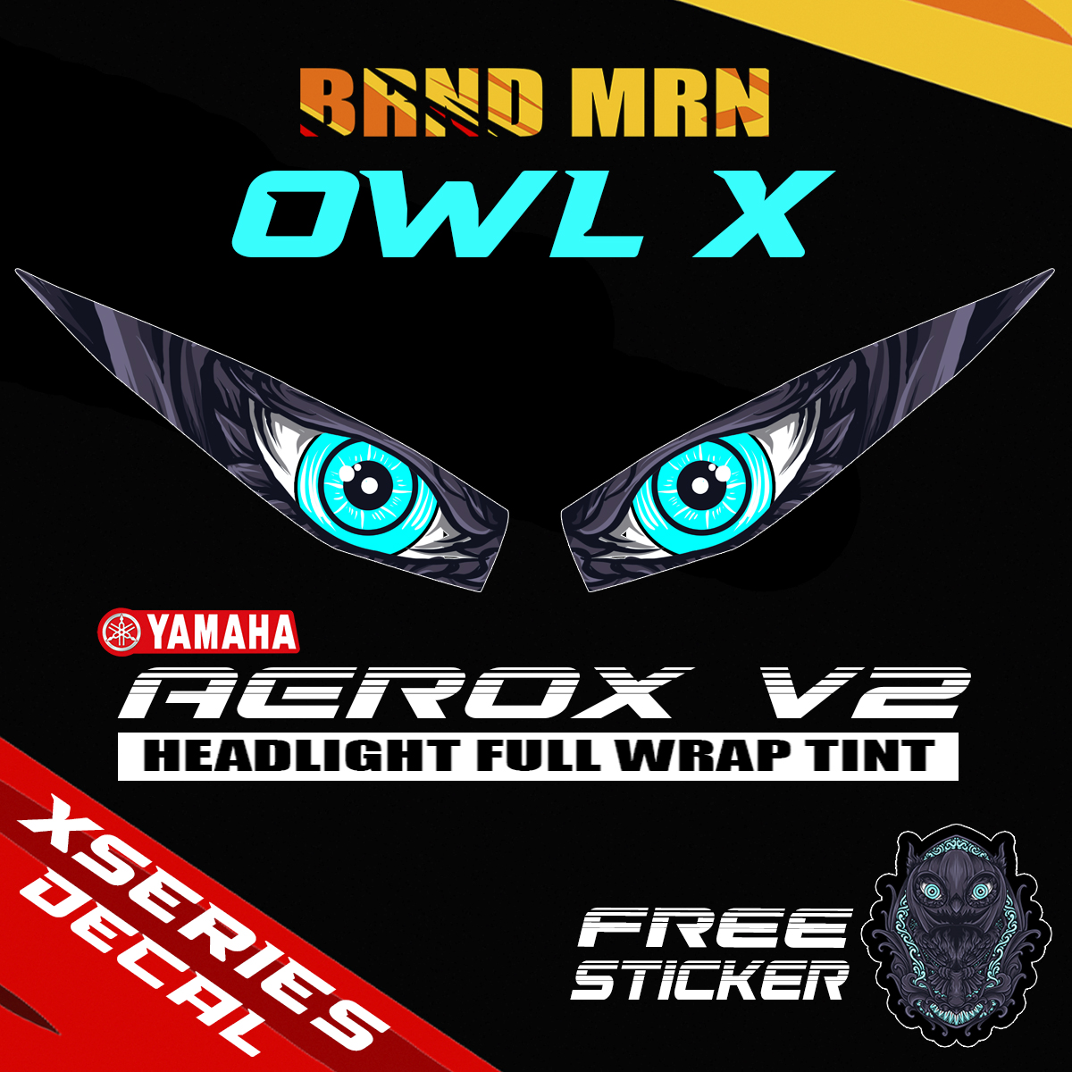 YAMAHA AEROX 155 V2 Headlight Full wrap Xseries Eye Decal Sticker Tint ...