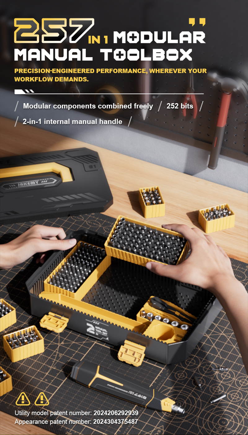 Jakemy 257-in-1 Modular Manual Toolbox with 2-in-1 Internal Screwdriver ...