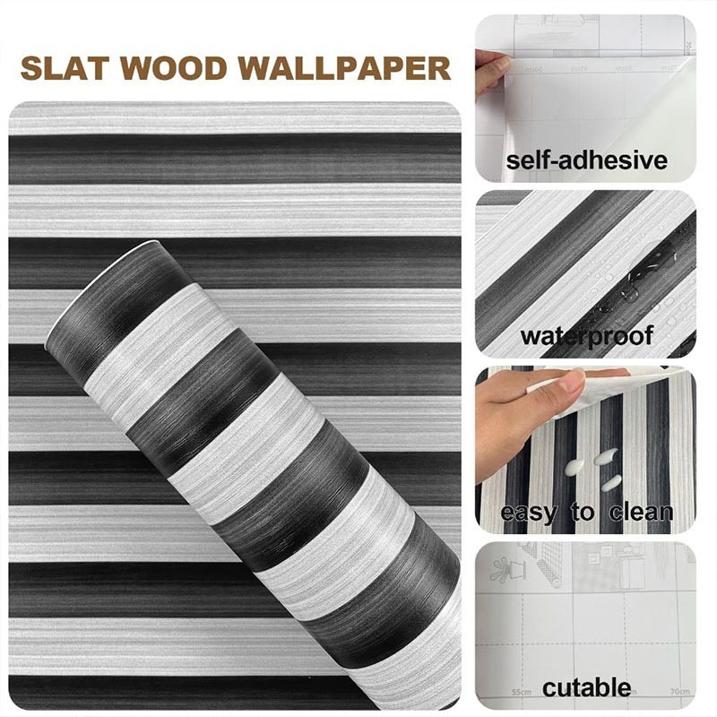 3M Wood Grain Striped Wallpaper Wall Sticker Pvc Waterproof Self ...