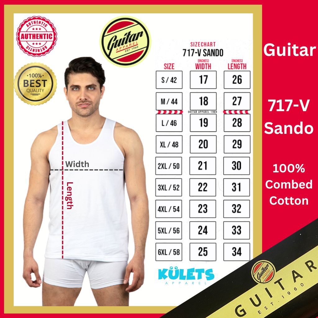 Original Guitar Cotton Sando for Men De Hilo White Sando for Men Tanks ...