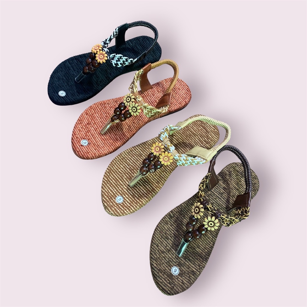 Jes Boho Native Sandals in Corduroy with Wood Beads Marikina Made ...