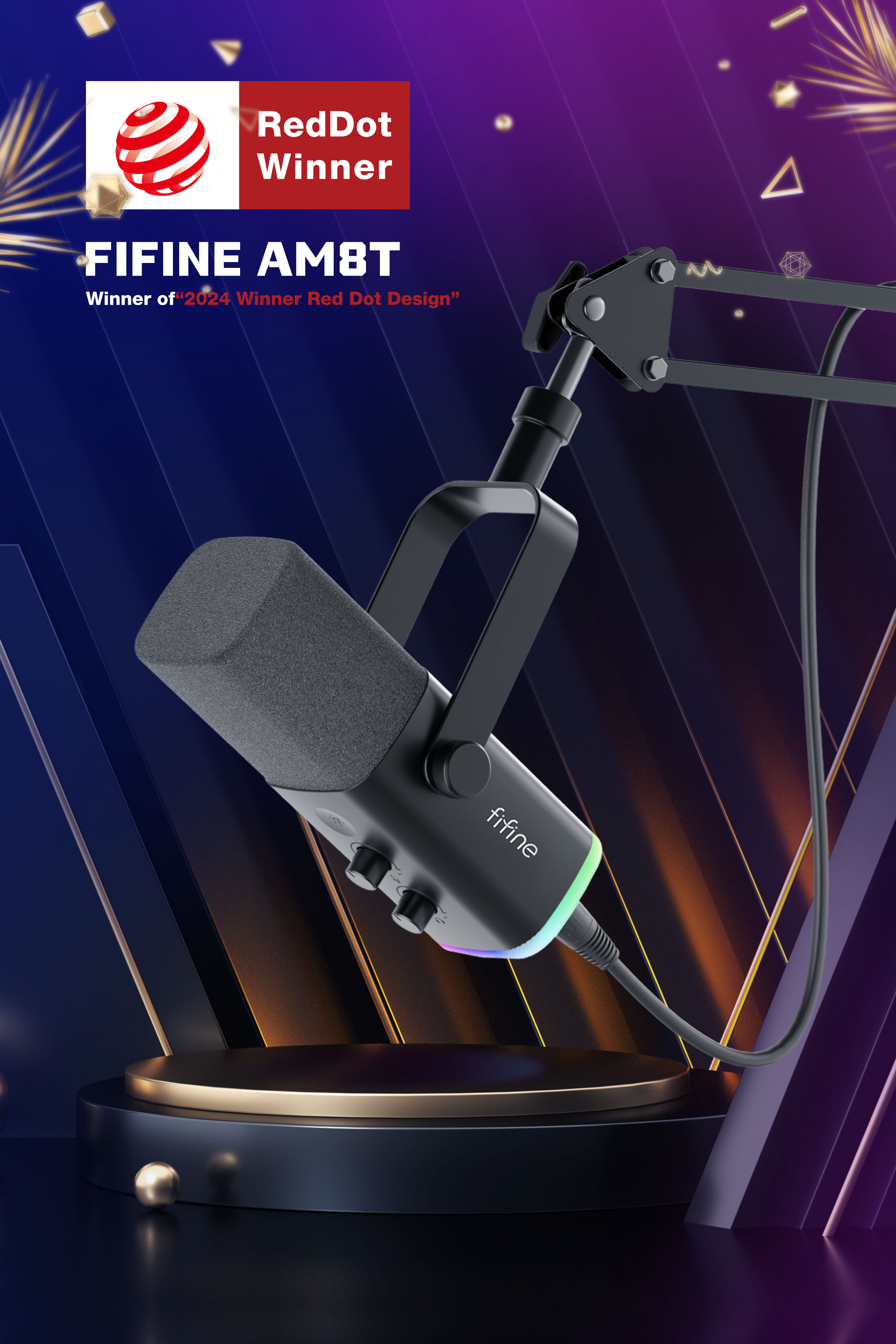 FIFINE AMPLIGAME AM8T XLR/USB Gaming Microphone Set Dynamic PC Mic ...
