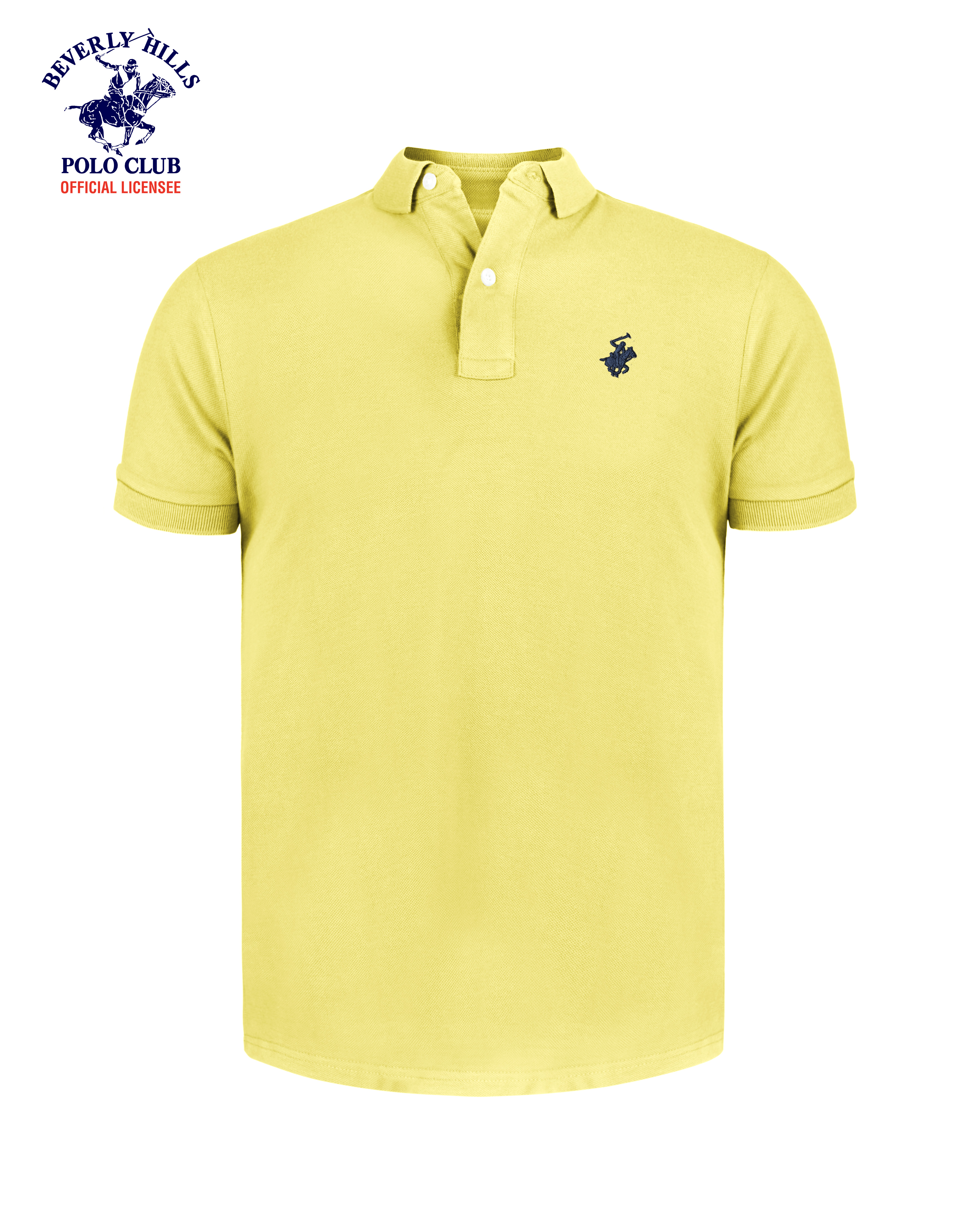 Beverly Hills Polo Club Men`s Combed Cotton Pique Polo Shirt in Blk,Ylw ...