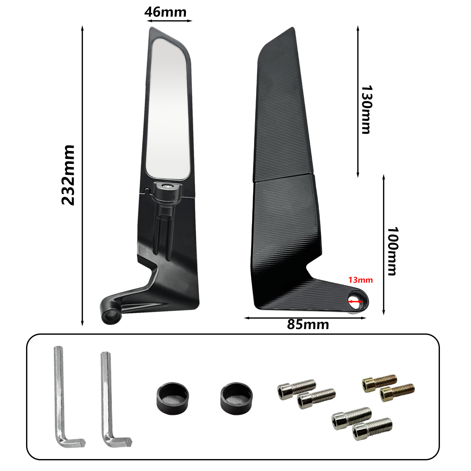 CNC Wind Wing Rotating Side Mirror Universal Reduces Wind Resistance ...