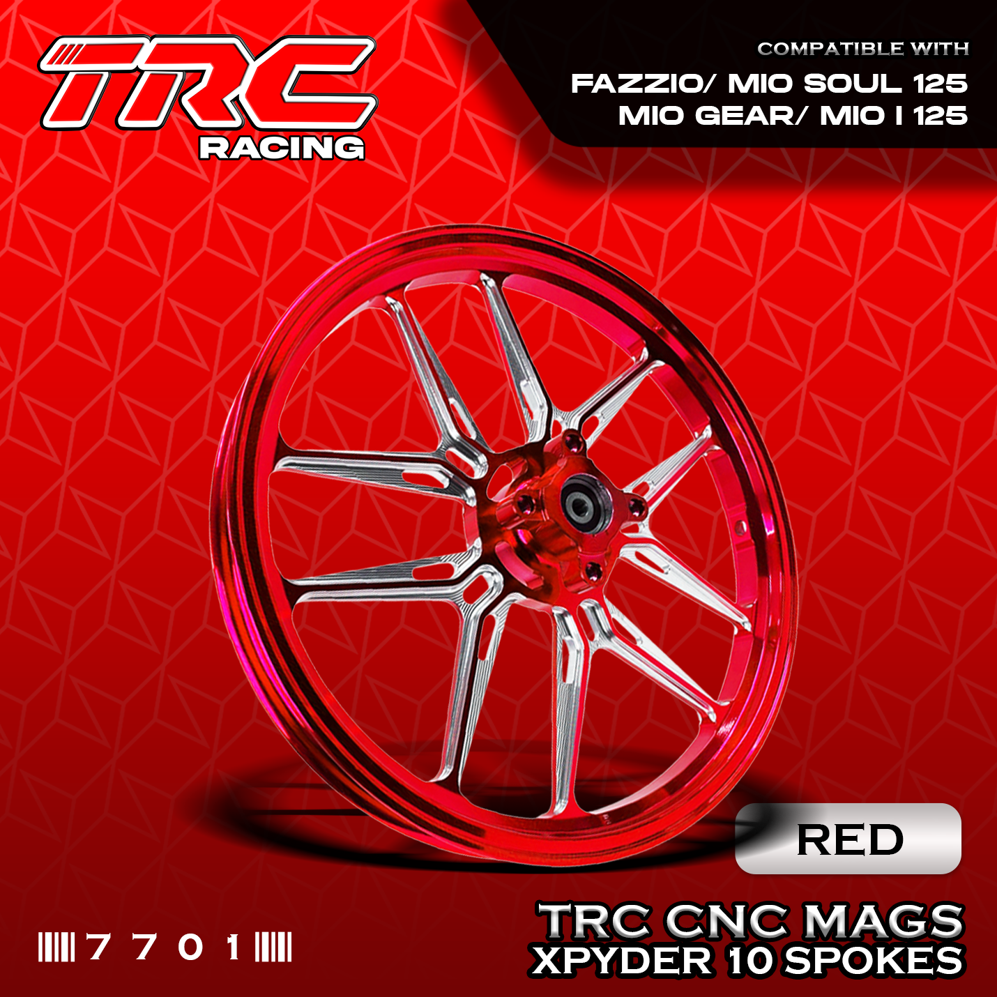 TRC RACING CNC XPYDER 10 SPOKES MAG WHEELS (1.4Fx1.4R x14) for FAZZIO ...