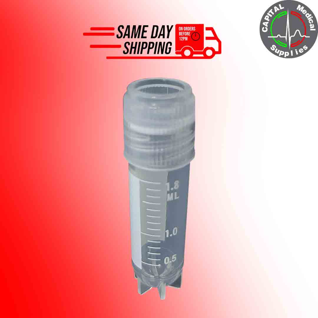 Laboratory Cryovial Tube 1.8 ml Plastic, Colour White, 100 pcs/pack ...