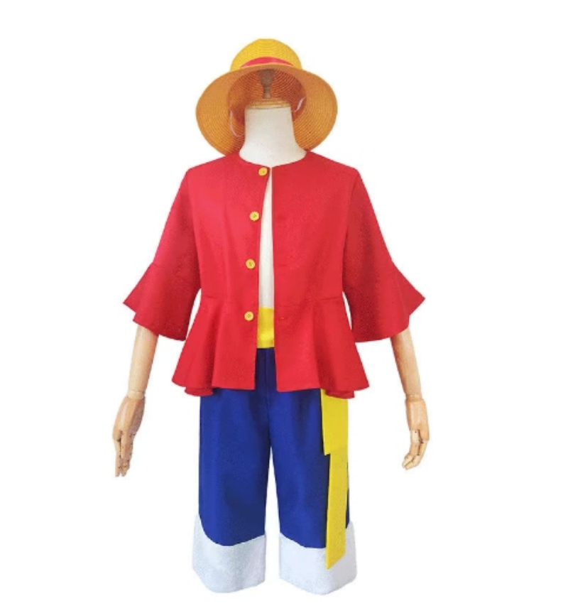 Kostum One Piece Monkey D Luffy Pria Dewasa Topi Jerami Baju Cosplay ...