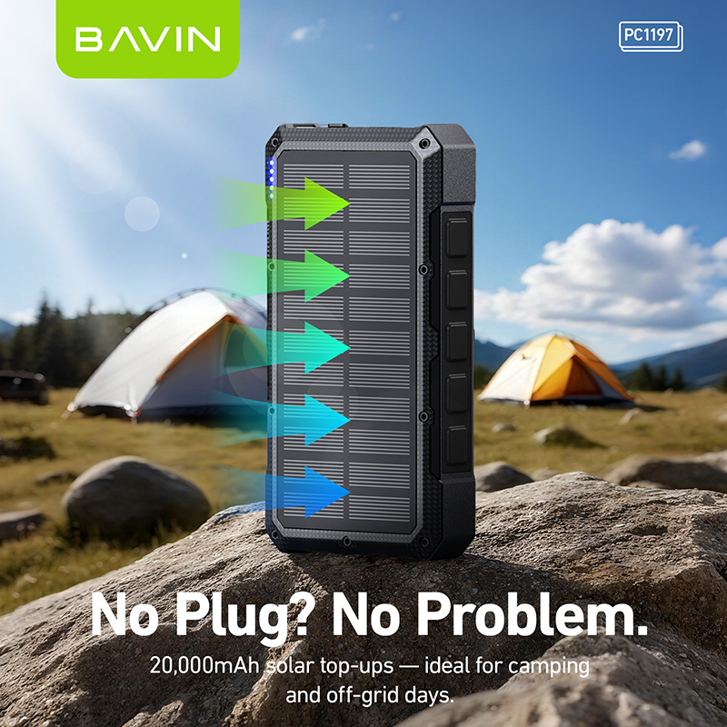 BAVIN PC1197 20000mAh Solar Powerbank 35W Type-C Fast & 15W Wireless ...