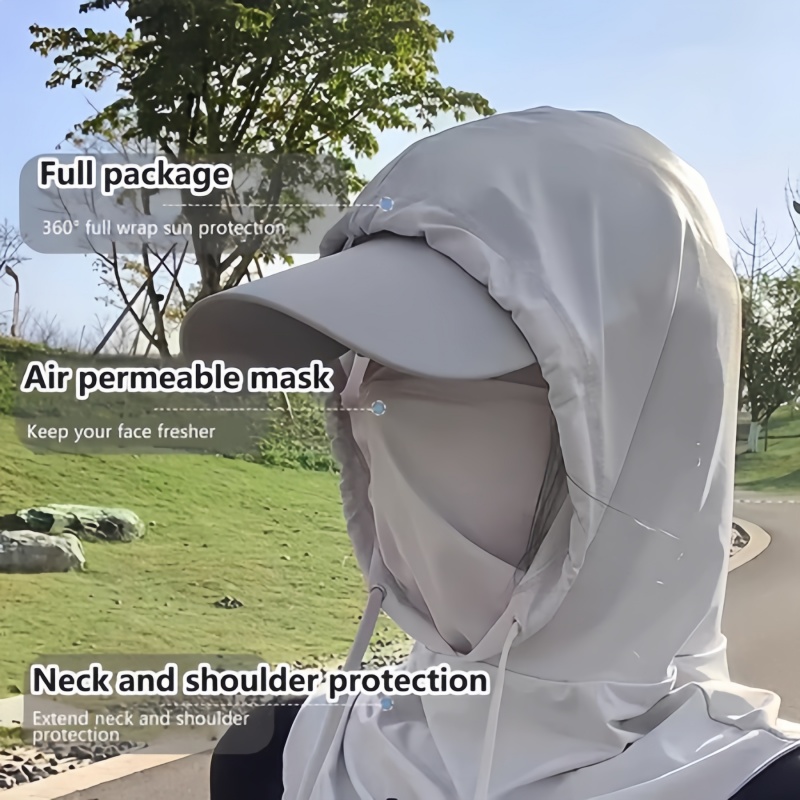 Ice Silk Sunscreen Cap Outdoor Sun Protection Full Face Sun Protection ...