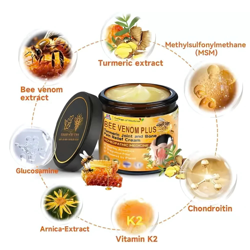 Turmeric Bee Venom Plus Natural Topical Cream for Arthritis Muscle Pain ...