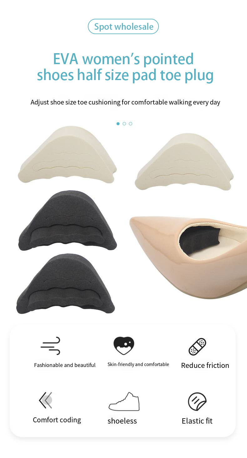 1 Pair Forefoot Insert Pad for Women High Heels Toe Plug Half Sponge ...