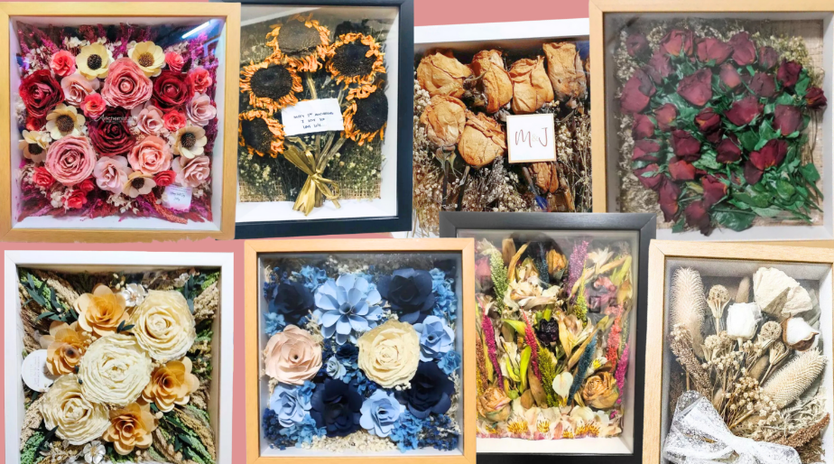 Real GLASS Shadow Box Flower Frames 3D DIY Wooden Shadow Box Display ...