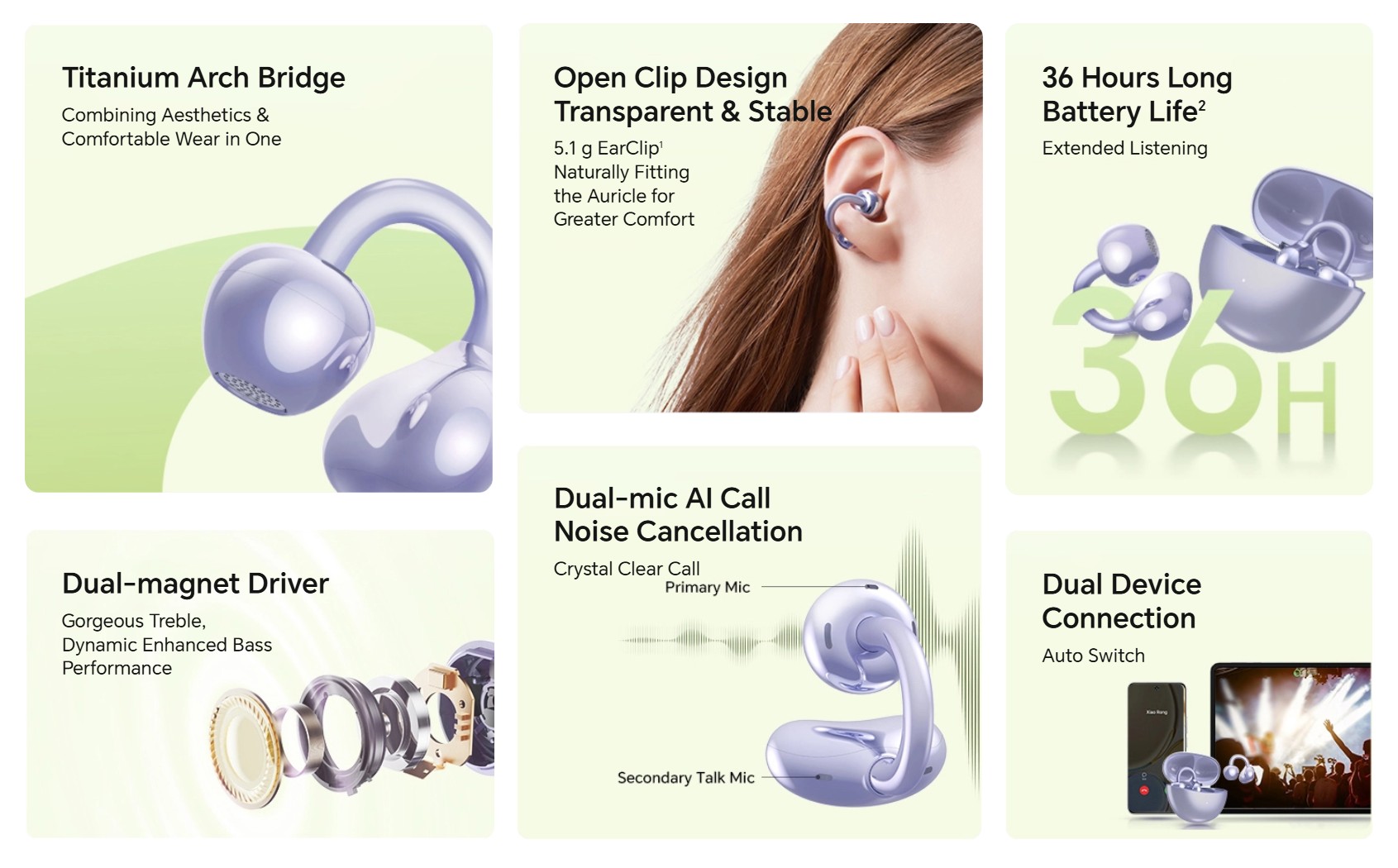 HONOR Choice Earbuds Clip - Titanium Arch Bridge | 36hrs Battery Life ...