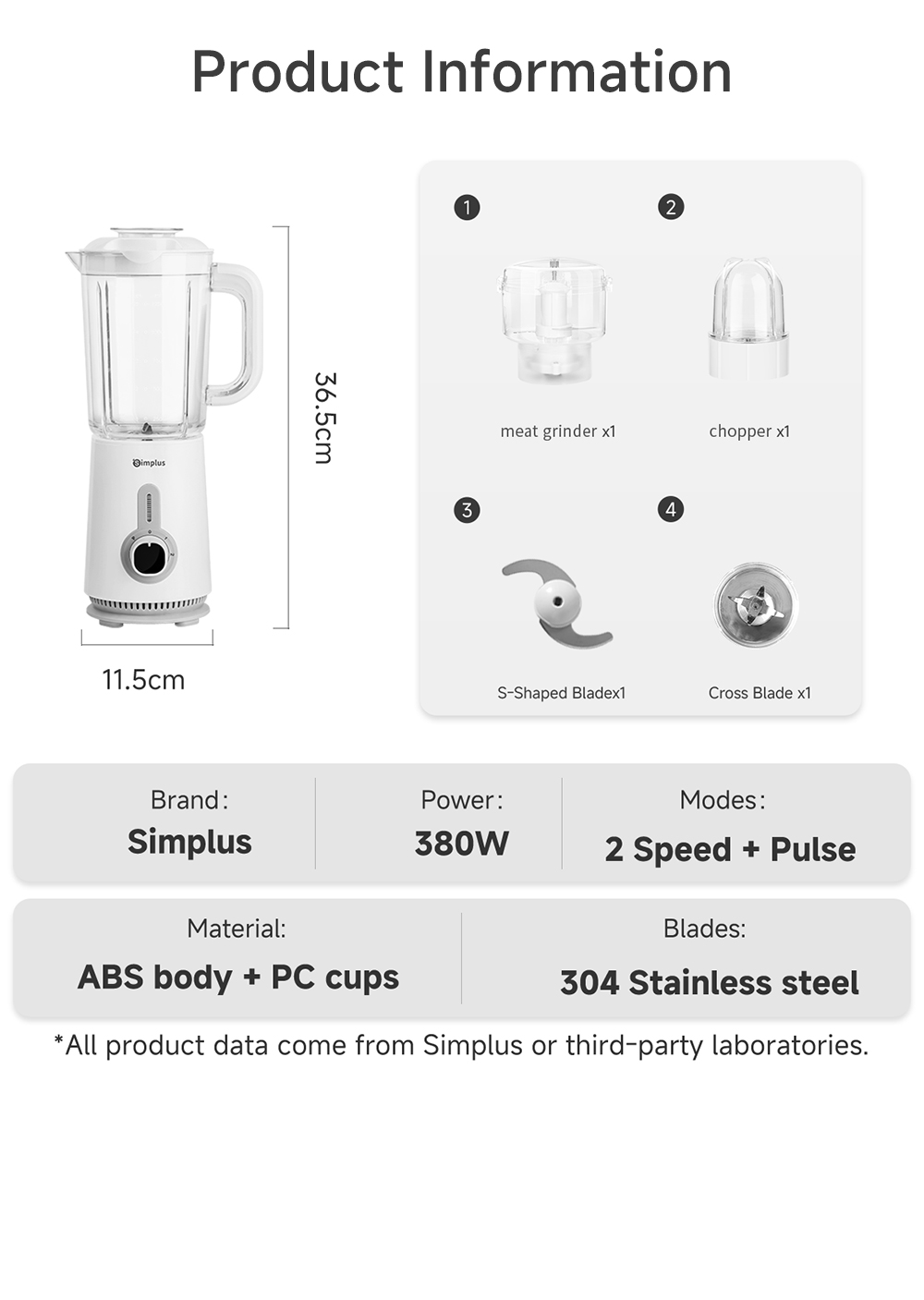 Simplus Blender 3 in 1 Food Processor Multi-functional Juicer Meat ...