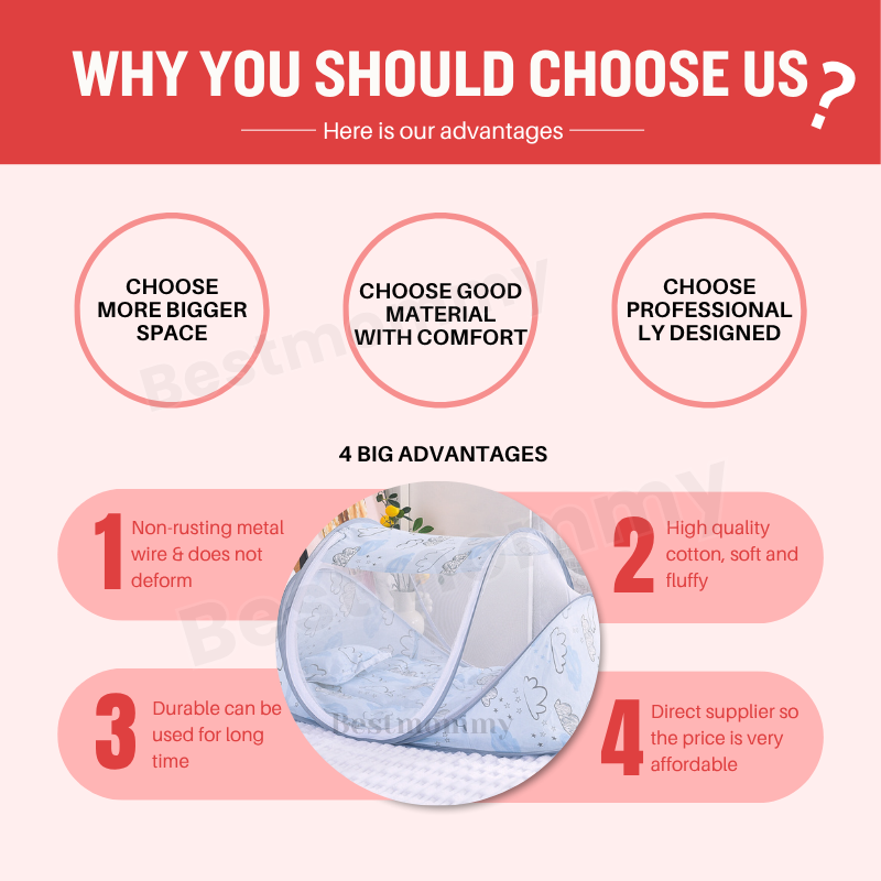 BESTMOMMY Baby Mosquito Net 4IN1 Comfortable Bed With Pillow Big ...