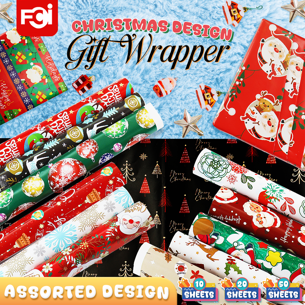 FCI Christmas Wrapper Assorted Design (CXW) 10/20/50sheets per roll ...