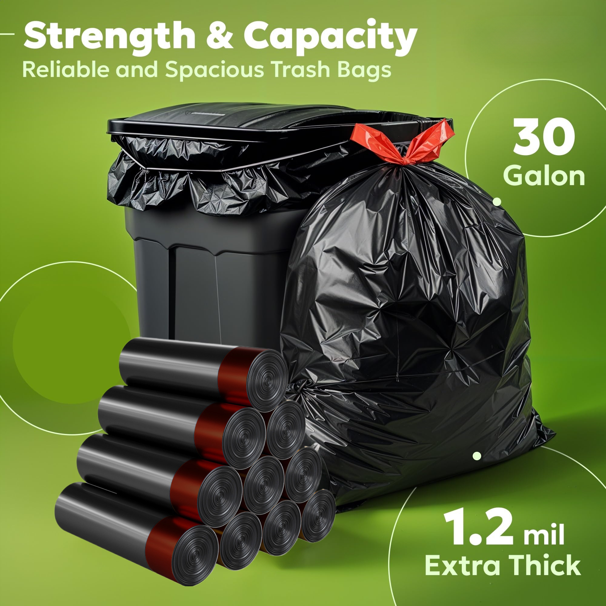 100 Pcs Drawstring Trash bag Garbage bag Black (Small/Medium/Large/XL ...