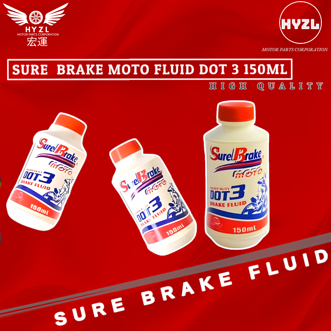 HYZL Sure Brake Moto DOT 3 Brake Fluid 150ml Heavy Duty & Off-Road ...