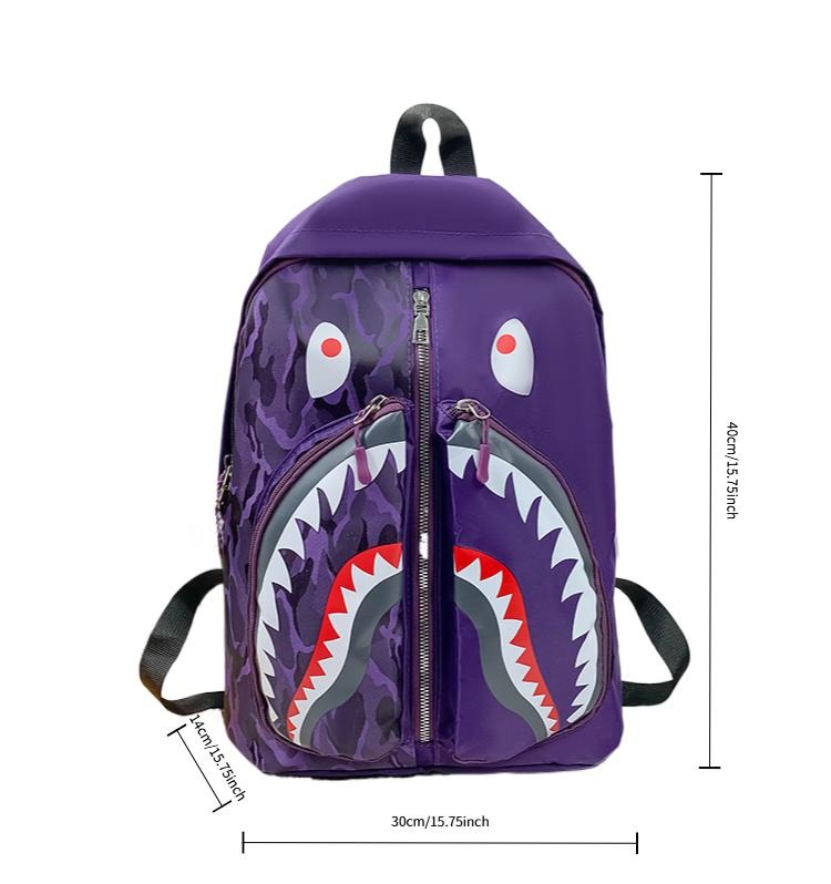 BAPE Shark Bags Graffiti Backpack Trend Casual Japanese School Bags ...