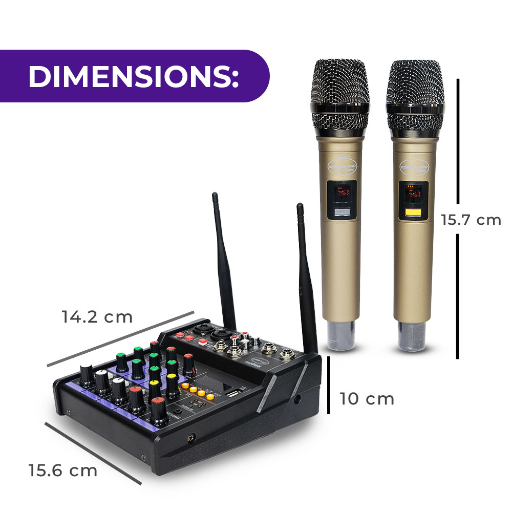 DB Audio by Astron MIXPRO | 4 Channel Mixer | 2 Wireless Microphone ...