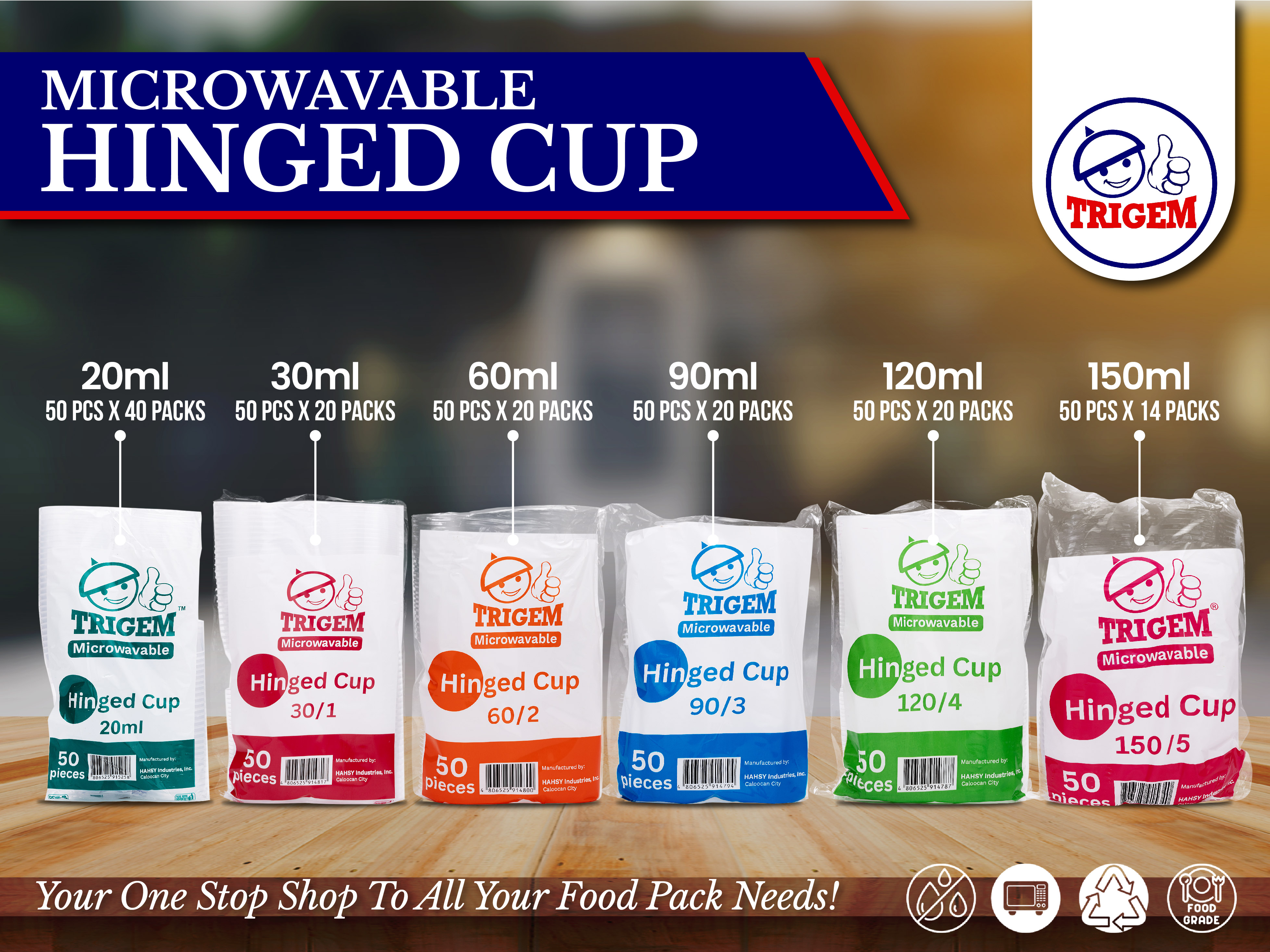 [ 1000 PCS = 1 Box ] TRIGEM CLEAR Hinged Cup / Sauce Cup 30 ML | Shopee ...
