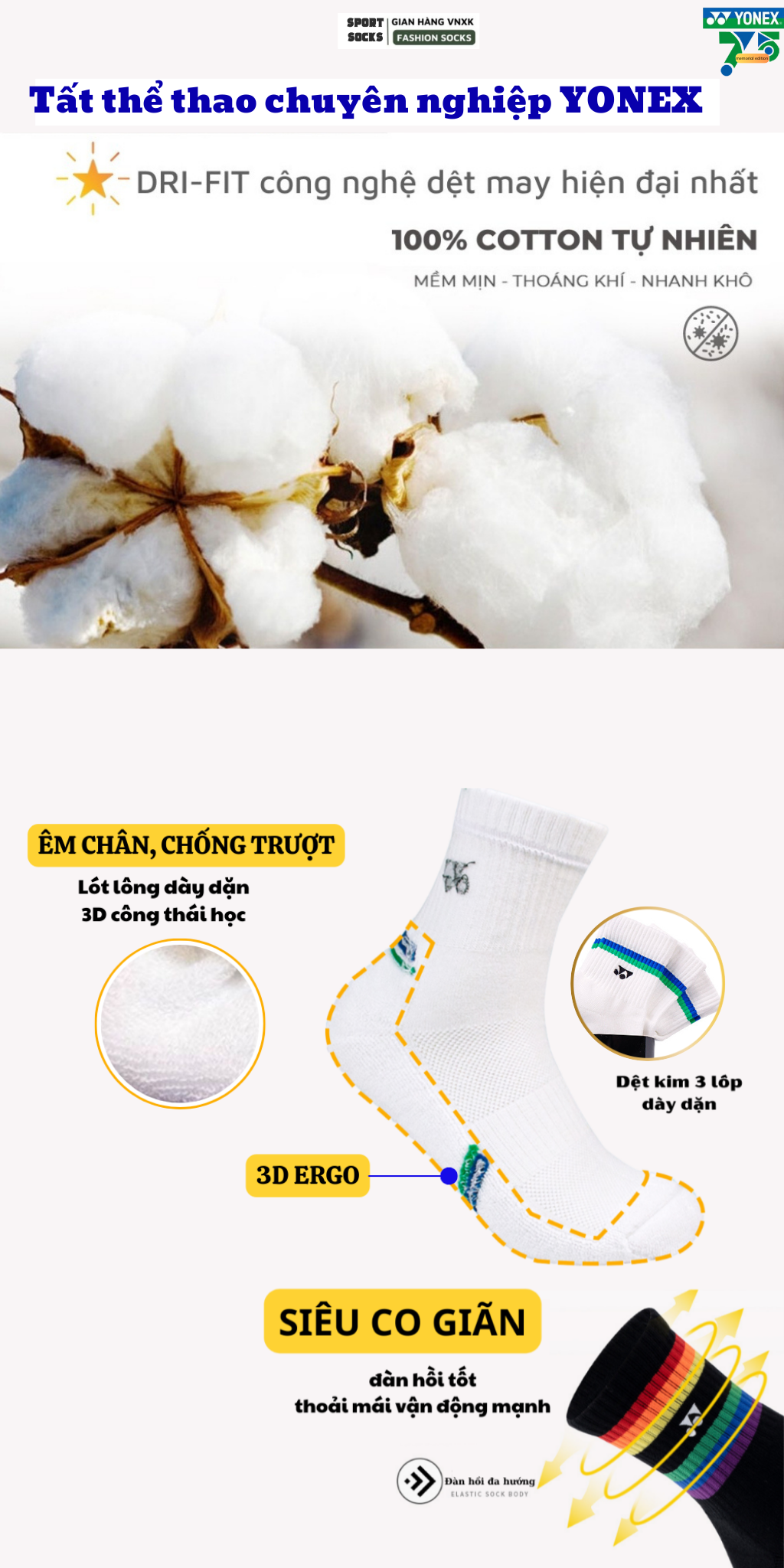 Yonex Medyas Badminton Anti-Slip | Makapal 3-Pairs Cotton Malutong Para ...