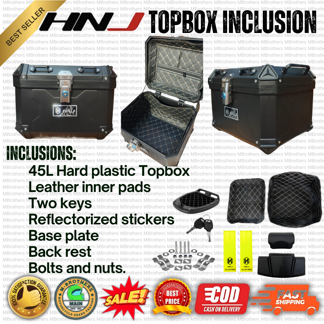 Topbox Only HNJ A01s Single Lock - 45 Liters Motorcycle Topbox with ...